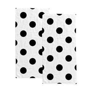 vantaso bath hand towels set of 2 black white polka dot thin soft and absorbent washcloths kitchen hand towel for bathroom hotel gym spa