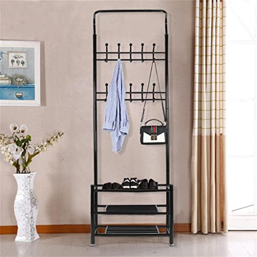 DOUBAO Black Shoe Rack Standing Hanging Clothes Home Bedroom Hanger Metal Shoe and Hat Rack Storage Rack