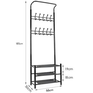 DOUBAO Black Shoe Rack Standing Hanging Clothes Home Bedroom Hanger Metal Shoe and Hat Rack Storage Rack