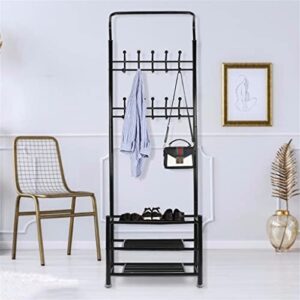 DOUBAO Black Shoe Rack Standing Hanging Clothes Home Bedroom Hanger Metal Shoe and Hat Rack Storage Rack