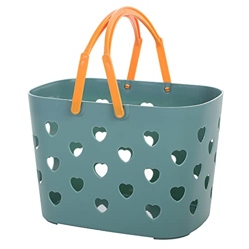 Kamonda Portable Shower Caddy Tote Heart Shaped Hollow Plastic Storage Basket w/Handle Shower Caddy Tote Blue