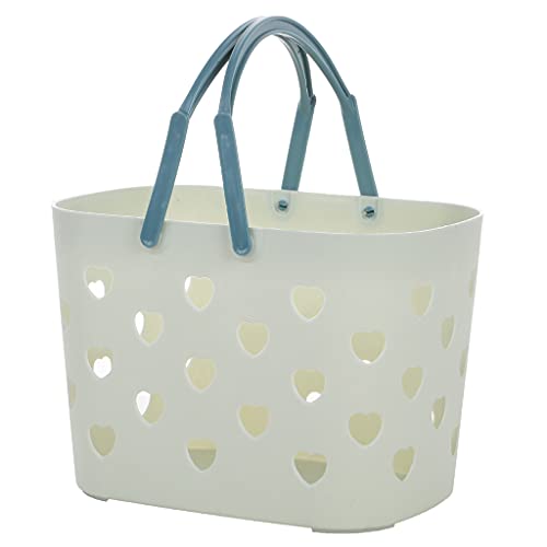 Kamonda Portable Shower Caddy Tote Heart Shaped Hollow Plastic Storage Basket w/Handle Shower Caddy Tote Blue