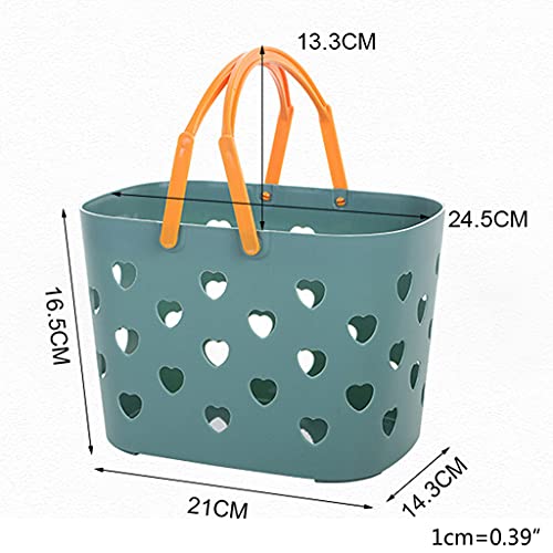 Kamonda Portable Shower Caddy Tote Heart Shaped Hollow Plastic Storage Basket w/Handle Shower Caddy Tote Blue