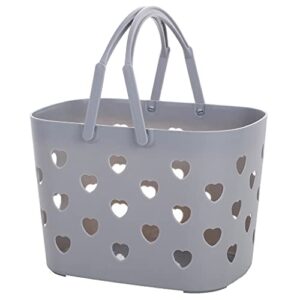 Kamonda Portable Shower Caddy Tote Heart Shaped Hollow Plastic Storage Basket w/Handle Shower Caddy Tote Blue