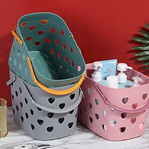 Kamonda Portable Shower Caddy Tote Heart Shaped Hollow Plastic Storage Basket w/Handle Shower Caddy Tote Blue