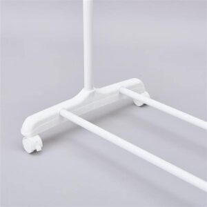 DOUBAO 2-in-1 Clothes Coat Rack Rolling Garment Rack with Bottom Shelves-White Versatile Rack Durable Structure