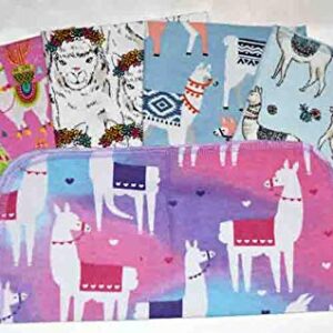 1 Ply 12x12 Inches Set of 5 Flannel Paperless Towels Alpacas and Llamas