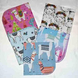 1 Ply 12x12 Inches Set of 5 Flannel Paperless Towels Alpacas and Llamas