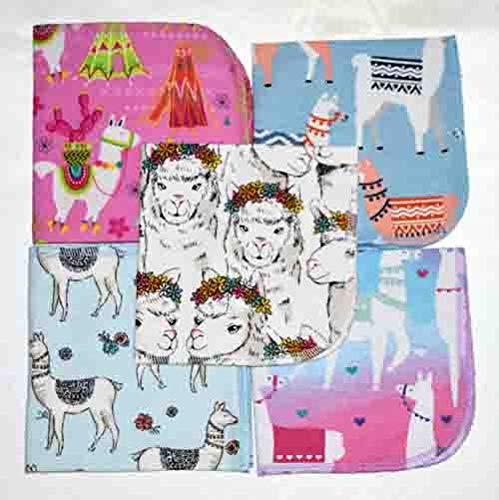 1 Ply 12x12 Inches Set of 5 Flannel Paperless Towels Alpacas and Llamas