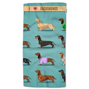 hgod designs dog hand towels,cute dachshund dog pattern 100% cotton soft bath hand towels for bathroom kitchen hotel spa hand towels 15"x30"