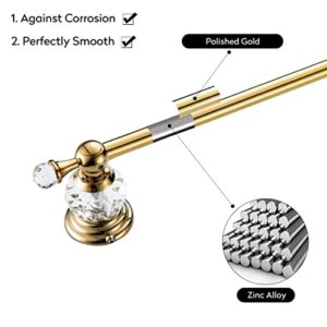 WOLIBEER Polished Gold Towel Bar,Crystal Towel Holder Adjustable Towel Rack Expandable Rail Bathroom Accessories Wall Mounted