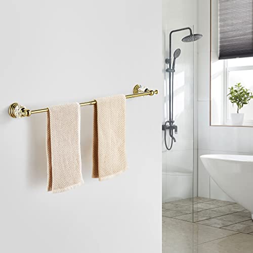 WOLIBEER Polished Gold Towel Bar,Crystal Towel Holder Adjustable Towel Rack Expandable Rail Bathroom Accessories Wall Mounted