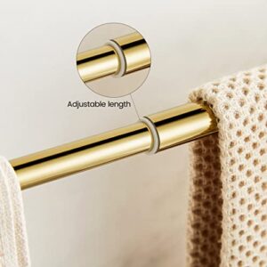 WOLIBEER Polished Gold Towel Bar,Crystal Towel Holder Adjustable Towel Rack Expandable Rail Bathroom Accessories Wall Mounted