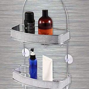 Dream Bath Extra Deep 3 Shelf Bathroom Shower Caddy Chrome with Diamond Cloth Decoration