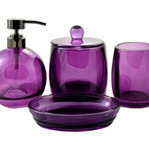 Nature Home Decor 944-1349 Premium Angus Glass 4-Piece Bathroom Accessory Set of Ruby Collection