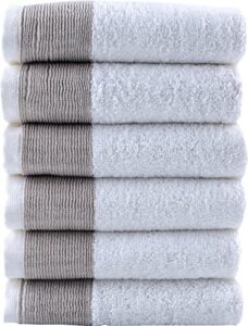 lunasidus venice 100-percent luxury turkish combed cotton jacquard 6-piece washcloths (beige)