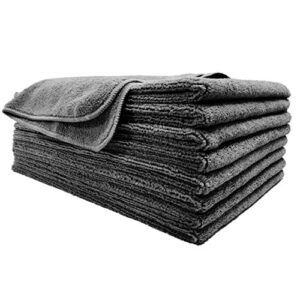 polyte professional quick dry lint free microfiber hair drying salon towel, 16 x 29 in, 8 pack (dark gray)