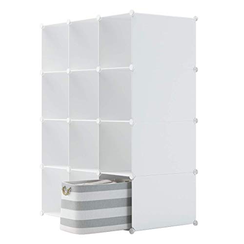 KOUSI Large Cube Storage - 14"x18" Depth Cube Organizer Cube Storage Shelves Cubby Organizing Closet Storage Organizer Cabinet Shelving Bookshelf Toy Organizer, White, 12 Cubes