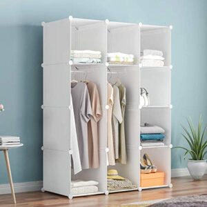 KOUSI Large Cube Storage - 14"x18" Depth Cube Organizer Cube Storage Shelves Cubby Organizing Closet Storage Organizer Cabinet Shelving Bookshelf Toy Organizer, White, 12 Cubes