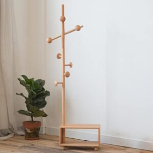 doubao wooden clothes rack design floor clothes hat rack single pole standing bedroom furniture (color : d, size : as shown)