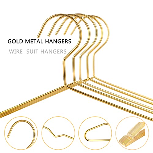 Besser 20Pack Gold Wire Hangers, 17 inch Strong Gold Metal Hangers,Suit Coat Gold Iron Hangers for Clothes