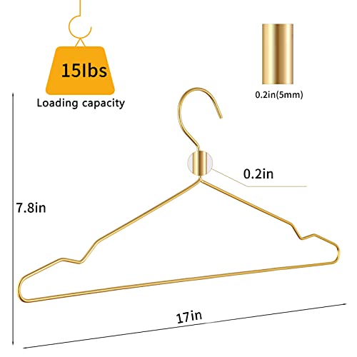 Besser 20Pack Gold Wire Hangers, 17 inch Strong Gold Metal Hangers,Suit Coat Gold Iron Hangers for Clothes