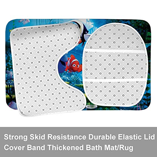 GEHIYPA Four-Piece Bathroom Shower Curtain Non-Slip Bath mat, Including Square Non-Slip Floor mat, U-Shaped mat, Toilet lid Cover mat, and a Shower Curtain(4-Piece Set)