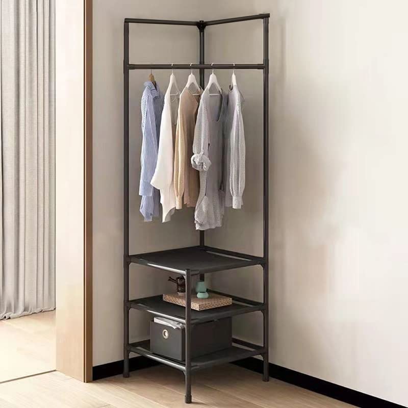 DOUBAO Corner Coat Rack Multi-Function Floor Standing Clothes Hanger Racks Removable Metal Clothing Storage Shelf