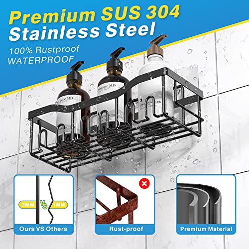 EUDELE Shower Caddy 5 Pack,Adhesive Shower Organizer for Bathroom Storage&Kitchen,No Drilling,Large Capacity,Rustproof Stainless Steel Bathroom Organizer,Bathroom Shower Shelves for Inside Shower