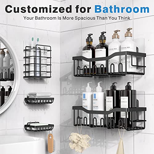 EUDELE Shower Caddy 5 Pack,Adhesive Shower Organizer for Bathroom Storage&Kitchen,No Drilling,Large Capacity,Rustproof Stainless Steel Bathroom Organizer,Bathroom Shower Shelves for Inside Shower