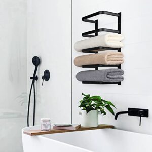 Towel Racks for Bathroom Wall Mounted, Bath Towel Holder, Bathroom Wall Towel Storage, Black Stainless Steel Wall Towel Racks for Rolled Bath Towels, Hand Towels, Washcloths in Bathroom/RV/Camper