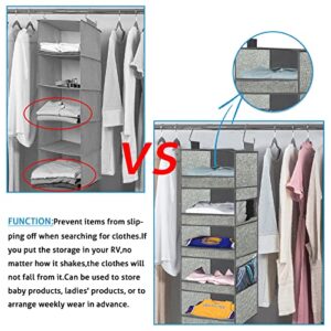 homyfort Hanging Closet Organizer, Weekly Clothes Storage Organizer for Kids, 5 Shelf with Side Pockets for Shoes,Nursery,Baby Clothing,Hat,Shirt,Dorm (Celadon)