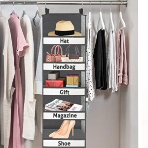 homyfort Hanging Closet Organizer, Weekly Clothes Storage Organizer for Kids, 5 Shelf with Side Pockets for Shoes,Nursery,Baby Clothing,Hat,Shirt,Dorm (Celadon)