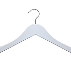 NAHANCO 20517 Wooden Top Hanger, Flat, 17", High Gloss White Finish (Pack of 100)