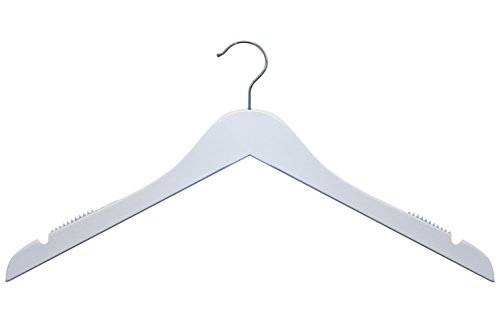 NAHANCO 20517 Wooden Top Hanger, Flat, 17", High Gloss White Finish (Pack of 100)