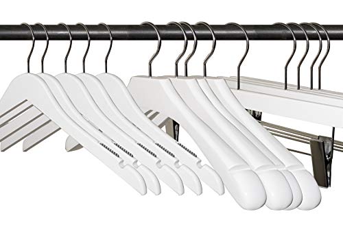 NAHANCO 20517 Wooden Top Hanger, Flat, 17", High Gloss White Finish (Pack of 100)