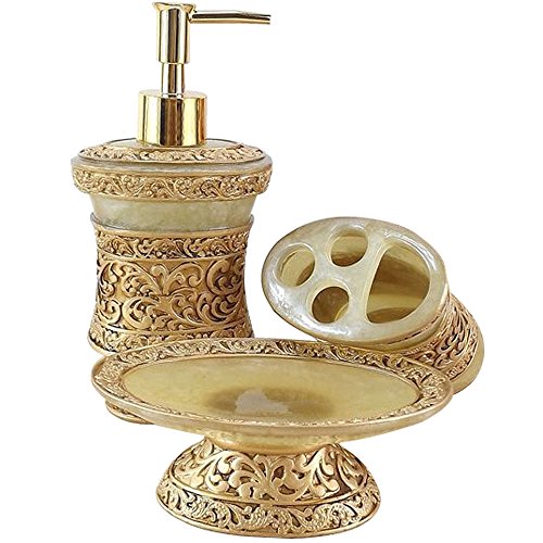 LUANT Resin 5PC Bathroom Accessories Set Soap Dispenser/Toothbrush Holder/Tumbler/Soap Dish