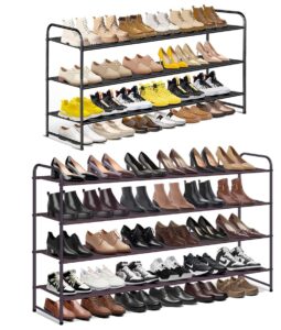 misslo 3-tier long shoe rack for closet and 4 tier long shoe organizer for closet shoe organizer for closet floor entryway storage stackable wide shoe shelf stores men sneakers