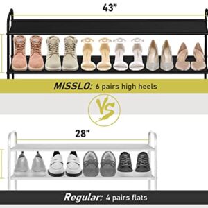 MISSLO 3-Tier Long Shoe Rack for Closet and 4 Tier Long Shoe Organizer for Closet Shoe Organizer for Closet Floor Entryway Storage Stackable Wide Shoe Shelf Stores Men Sneakers