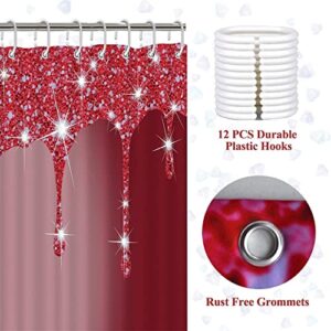 4PCS Bling Diamond Shower Curtain Set with Non-Slip Rugs Toilet Lid Cover and Bath Mat Shower Curtain with 12 Hooks Bathroom Sets with Shower Curtain and Rugs and Accessories