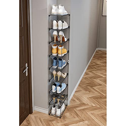 WYFC Shoe Rack Stackable Vertical ABS Black Shoe Shelf Simple Installation Closet Entryway Bathroom Dormitory Home 8.6in (Size : 3-Tier)