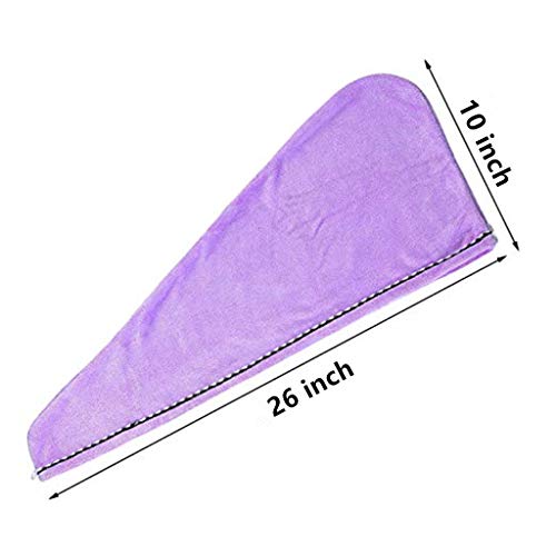 2 Pack Microfiber Hair Towel Wrap, Quick Dry Hair Hat Anti-frizz Fasten Head Turban with Button for Long Thick & Curly Hair, Super Absorbent Soft - (Purple & Red)