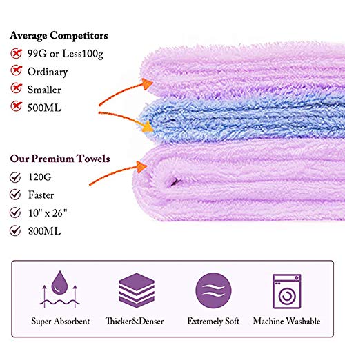 2 Pack Microfiber Hair Towel Wrap, Quick Dry Hair Hat Anti-frizz Fasten Head Turban with Button for Long Thick & Curly Hair, Super Absorbent Soft - (Purple & Red)