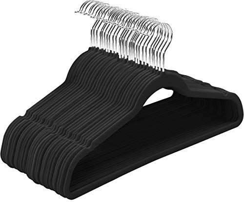 Utopia Home Premium Velvet Hangers- Pack of 100 - Non-Slip & Durable Clothes Hangers - 360 Degree Rotatable Hook - Heavy Duty, Slim & Sleek Hanging Supports- (50 Pack Ivory & 50 Pack Black Hangers)