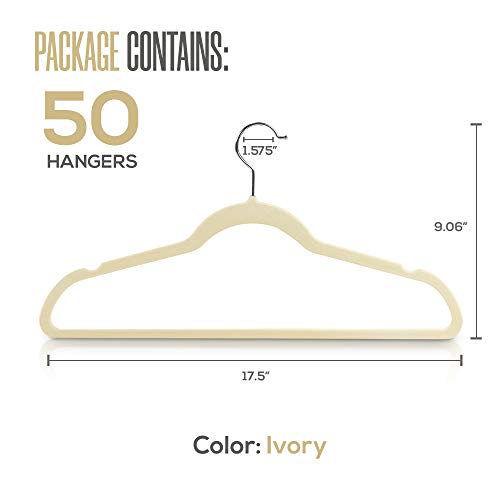 Utopia Home Premium Velvet Hangers- Pack of 100 - Non-Slip & Durable Clothes Hangers - 360 Degree Rotatable Hook - Heavy Duty, Slim & Sleek Hanging Supports- (50 Pack Ivory & 50 Pack Black Hangers)