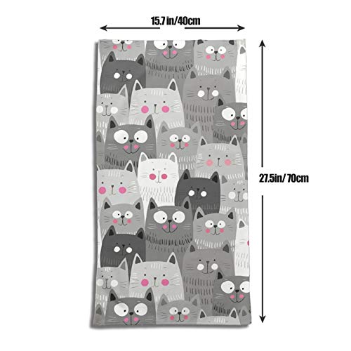 MSGUIDE Cat Pattern Hand Towels Ultra Soft Highly Absorbent Bathroom Towel Multipurpose Thin Kitchen Dish Guest Towel for Bathroom, Hotel, Gym and Spa Christmas Decor (27.5" x 15.7")