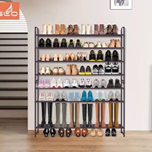 MISSLO 2 Tier Long Shoe Rack for Closet and 4 Tier Long Shoe Organizer for Closet Shoe Organizer Holds Wide Low Stackable Shoe Storage Shelf for Bedroom Floor, Men Boots, Women Heels, Kids Sneakers