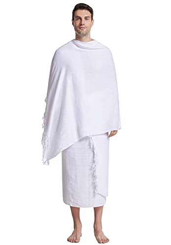 GladThink Muslim Arab Men Ihram Hajj Light Towel White