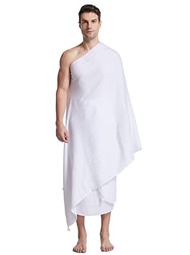 GladThink Muslim Arab Men Ihram Hajj Light Towel White