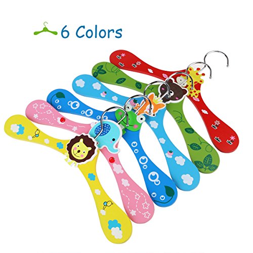 NUOLUX Wooden Hanger for Kids 10Pcs Coat Hangers Random Pattern